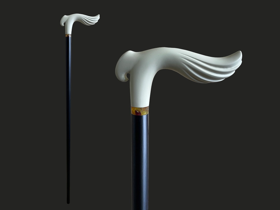 White Bird Cane Walking Stick Wood Wooden Cane Handcarved Carving ...