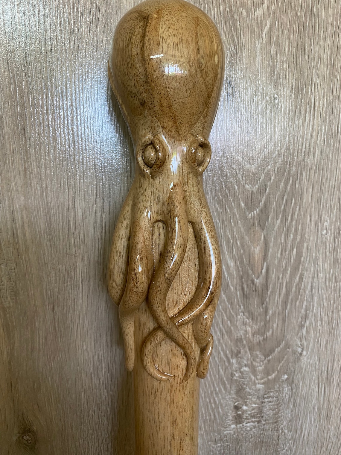 Octopus Walking Stick Cane Handmade Wooden Stickoctopus - Etsy