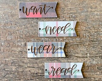 Want Wear Need Read Gift Tags Gift Tags for Christmas - Etsy