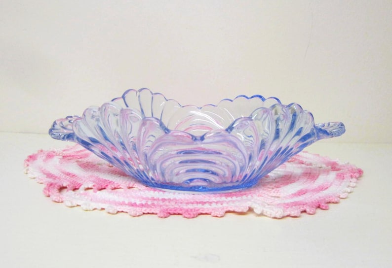 40s Cambridge Glass Relish Dish Caprice Moonlight Blue Glass Handled ...