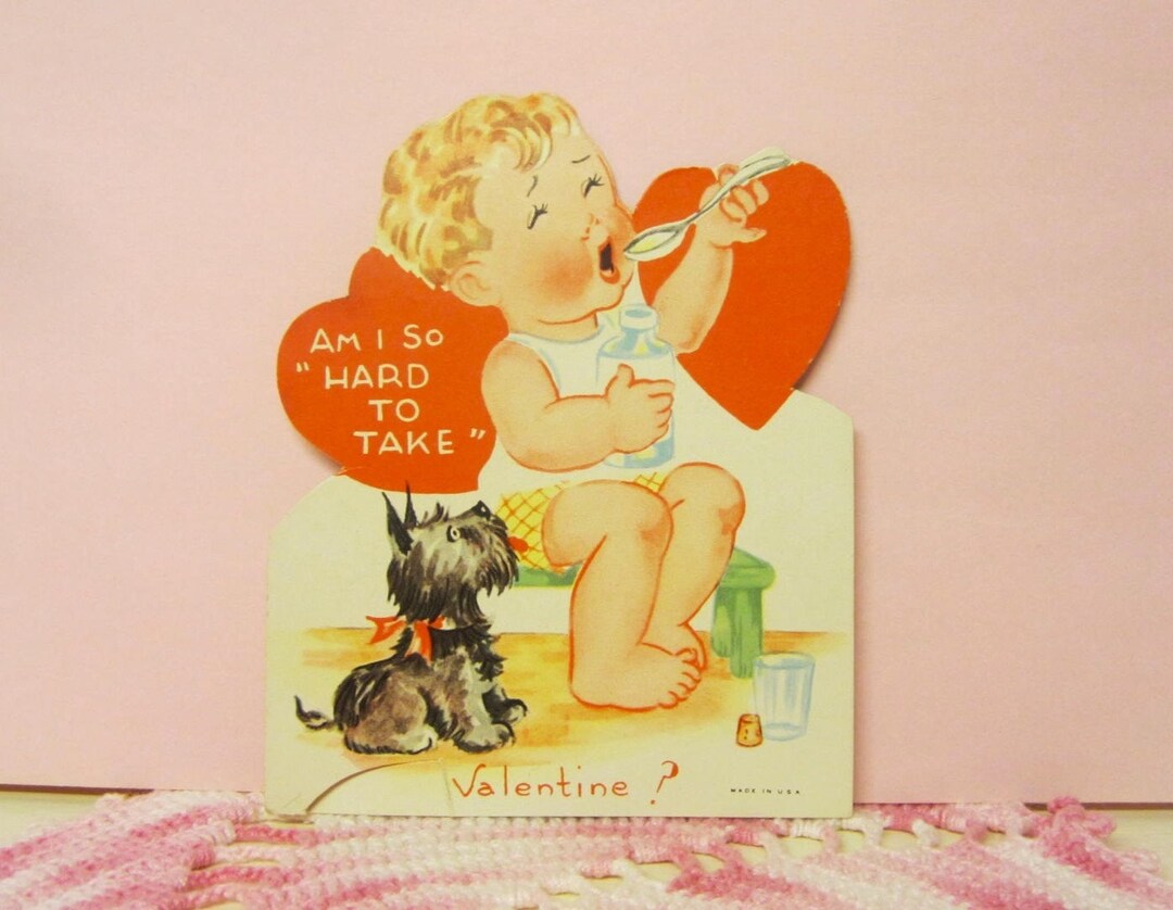 Die Cut Valentines 1950s i'm so Hard to Take Cute Boy & Scottie Dog ...