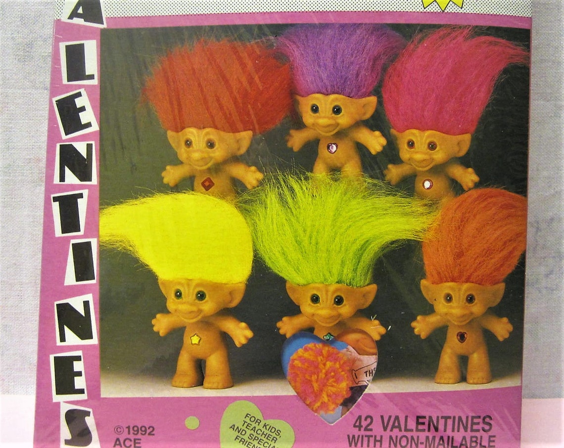 Trolls Valentines Cards Box Set 1992 Treasure Trolls Card Pack - Etsy ...