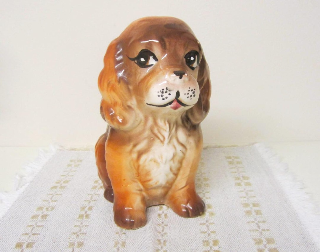 Japan Cocker Spaniel Plant Pot 60s Ceramic Dog Planter Knick Knack Dog ...