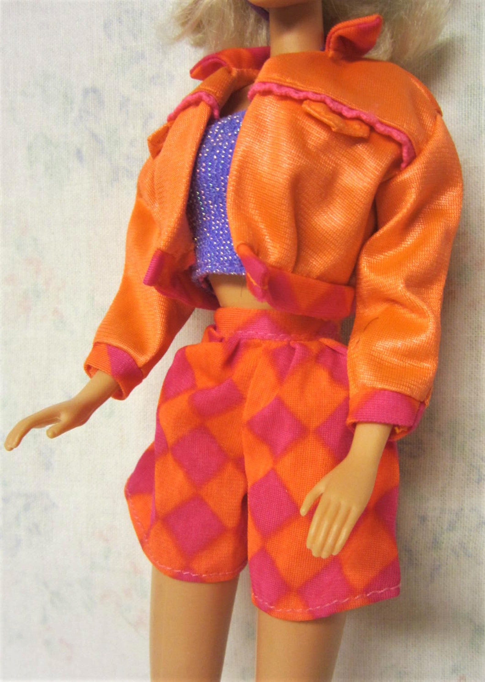 90s Barbie Shorts & Jacket Purple and Orange Barbie Jacket Set Shorts ...