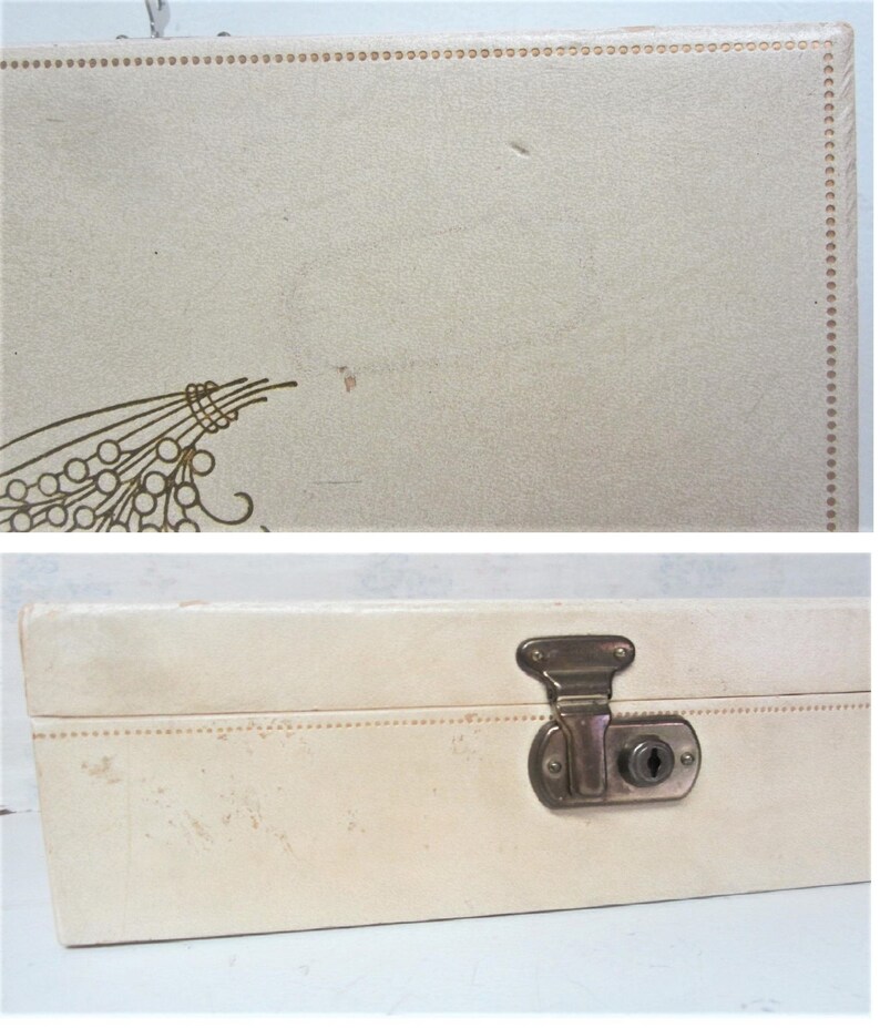 Cheney Jewelry Box Cream With Red Velvet & Satin 60s Vinyl - Etsy