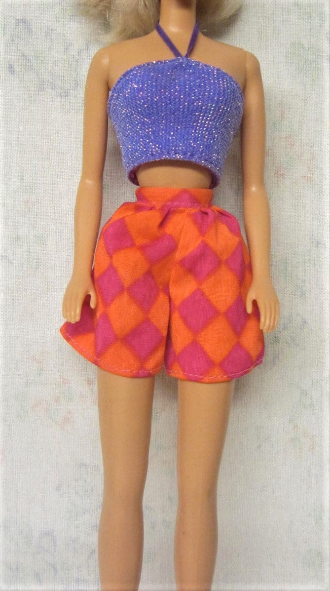 90s Barbie Shorts & Jacket Purple and Orange Barbie Jacket Set Shorts ...