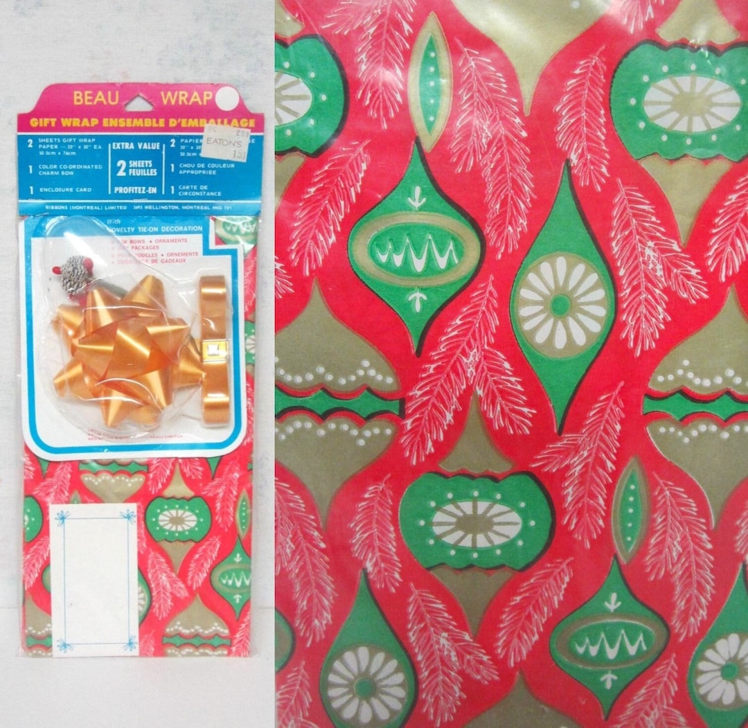 Vintage Gift Wrapping Set Sealed in Package Unused Christmas Flat Wrap ...