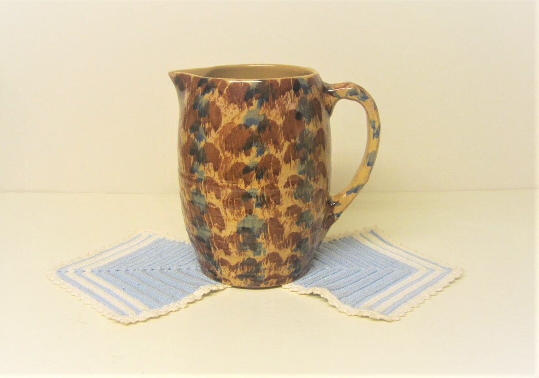 Medalta Pitcher 1950s Speckle Jug 6 Inch Tall Brown & Blue Pitcher ...