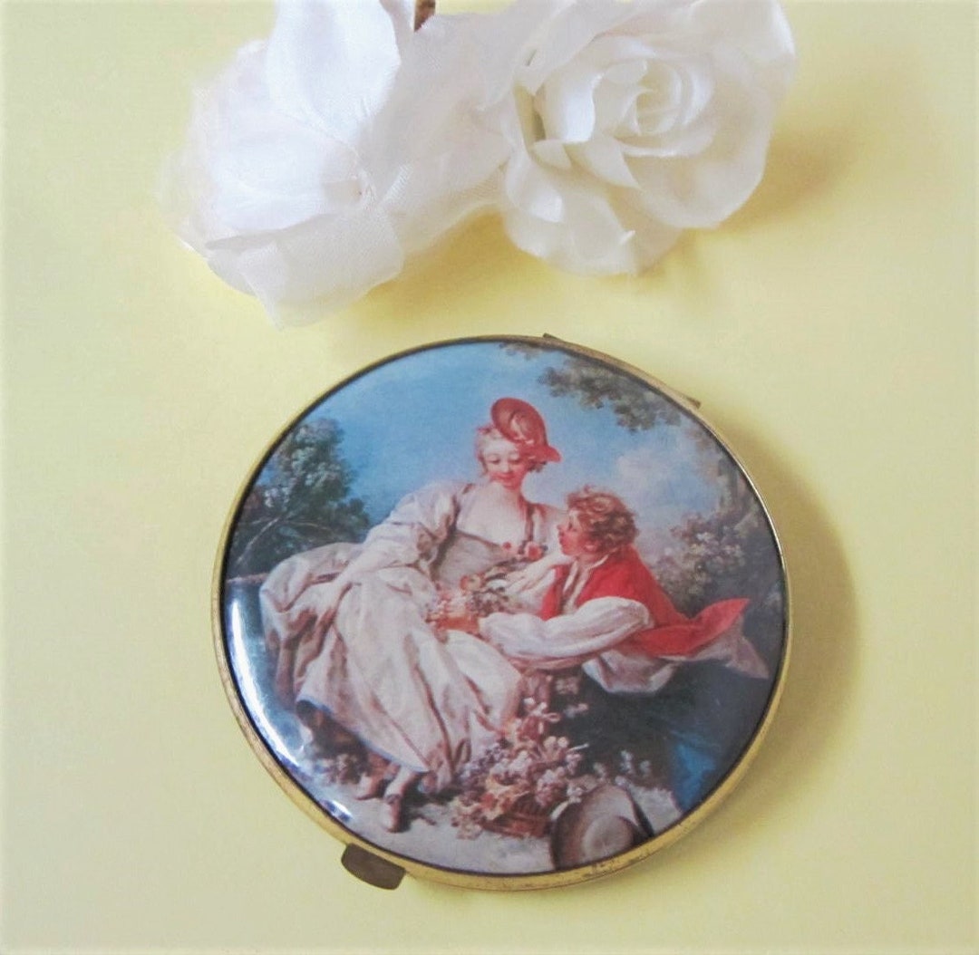 Victorian Style Compact 60s Two Mirror Compact Courting Couple Japan ...