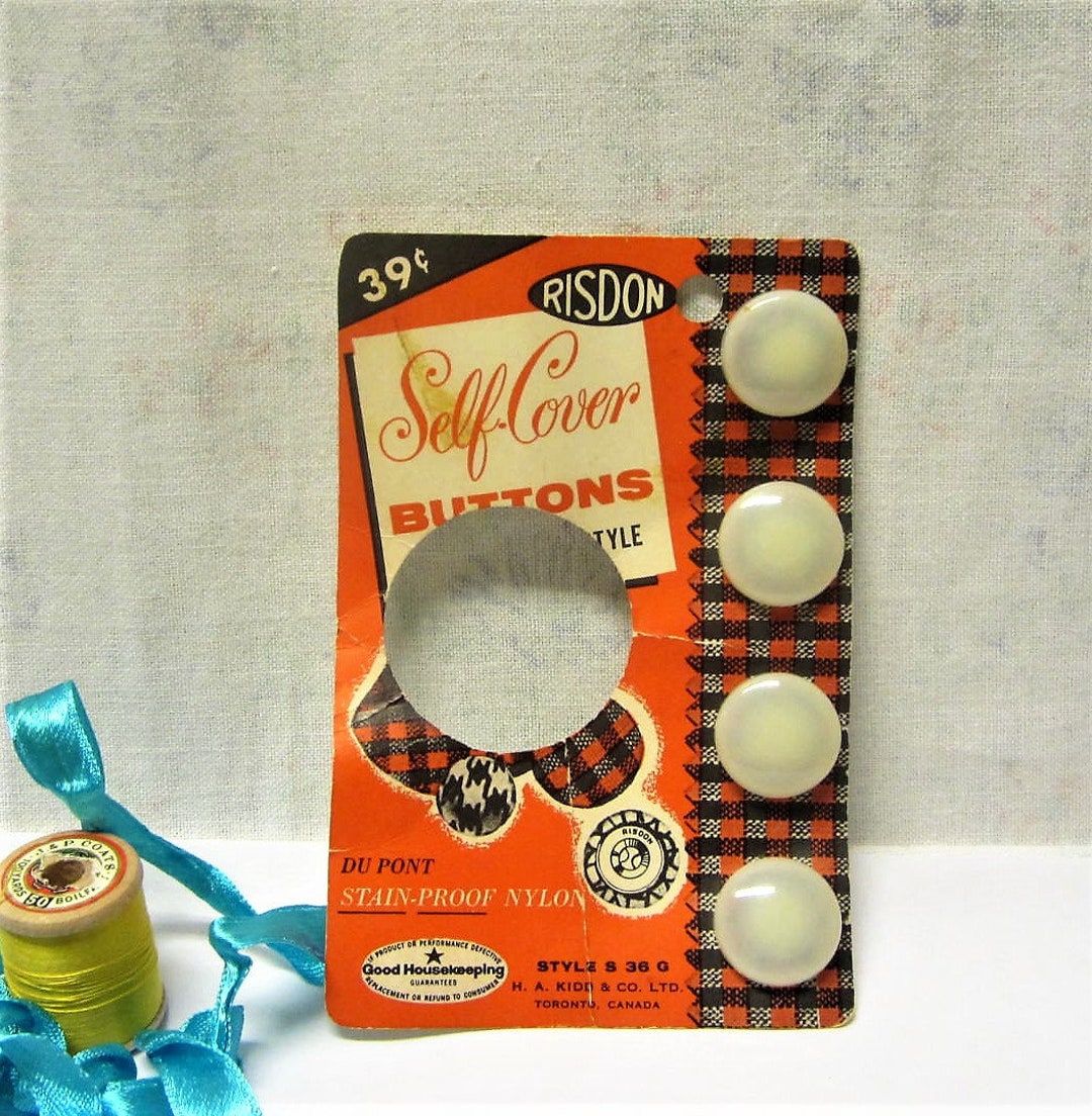 60s Button Covers Risdon Buttons on Card 23mm Buttons Self Made Vintage ...