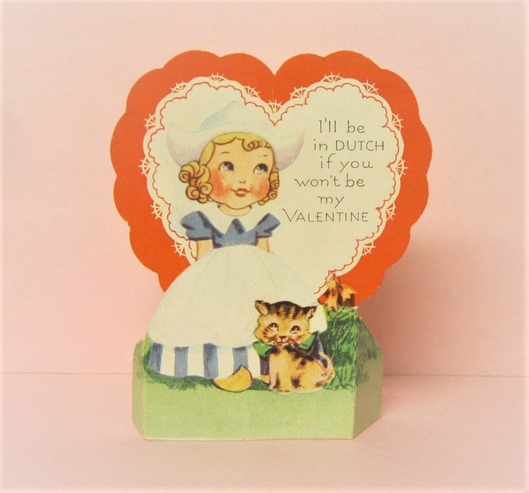 Die Cut Valentines 1960s be My Valentine Little Dutch Girl Valentine ...
