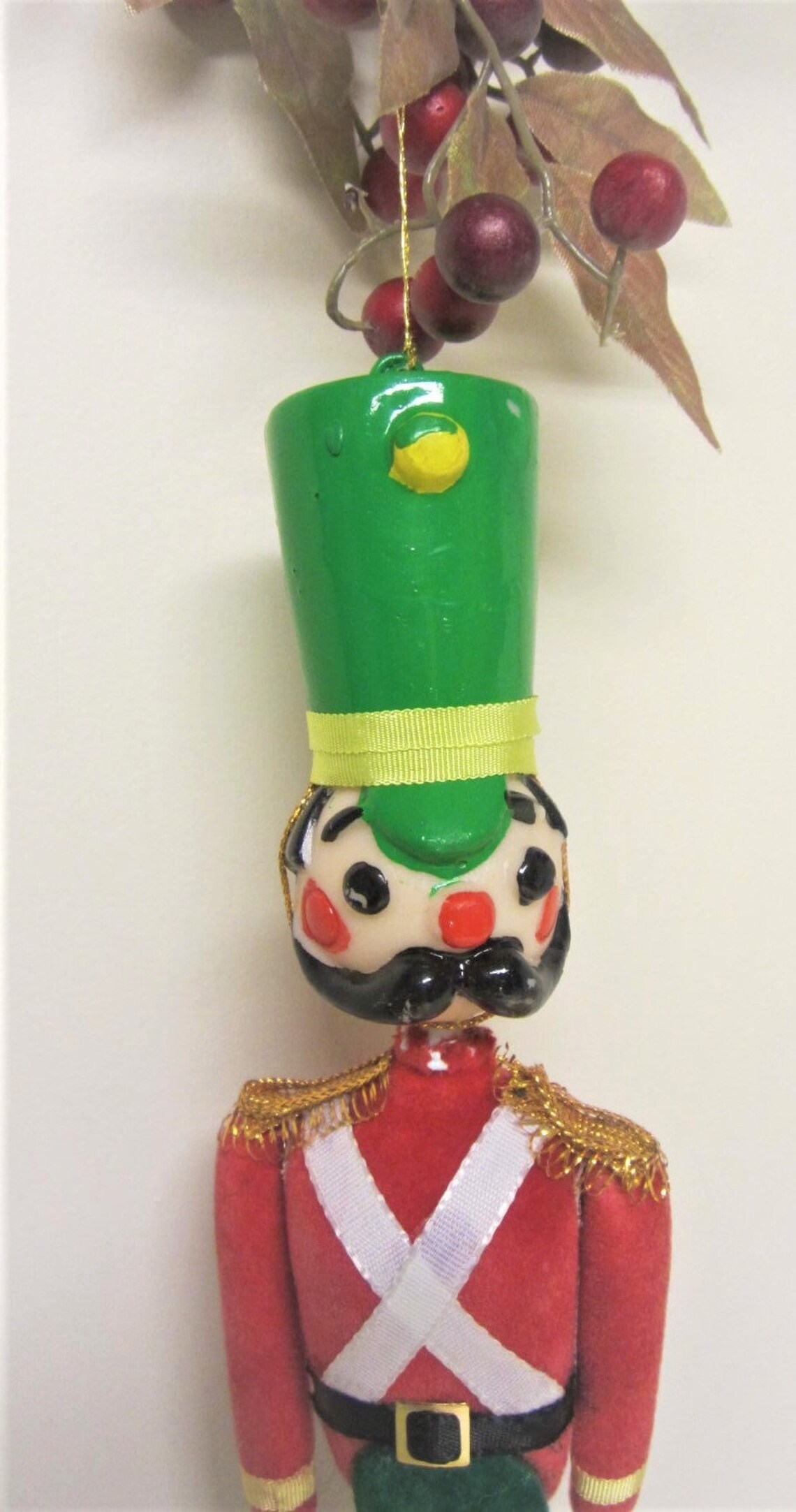 Flocked Toy Soldier 70s Christmas Soldier Ornament Xmas Nutcracker ...