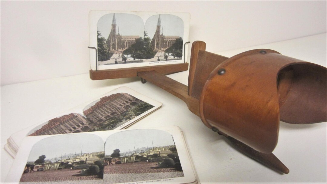 Antique Stereoscope Viewer With Cards 1900s Hand Held Stereoscope 24 ...