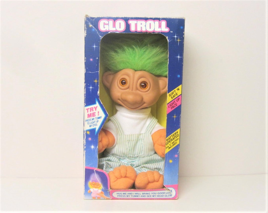1992 Glo Troll Doll With Original Box Soma Troll Lighted Eyes - Etsy