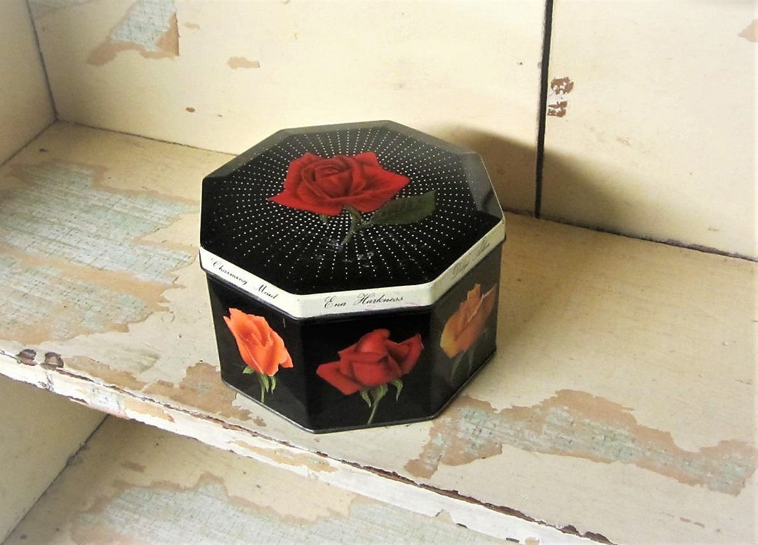Carrs of Carlisle Tin Roses 60s Pretty Rose Tin Vintage Octagon Tin Box ...