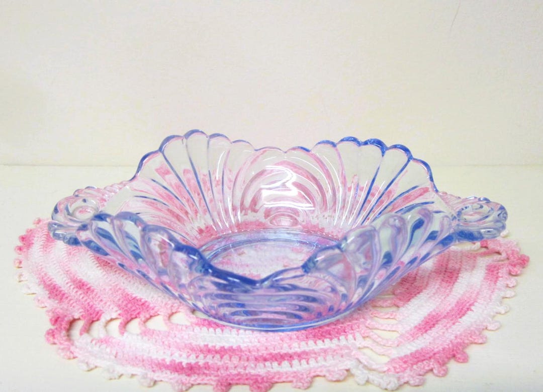 40s Cambridge Glass Relish Dish Caprice Moonlight Blue Glass Handled ...
