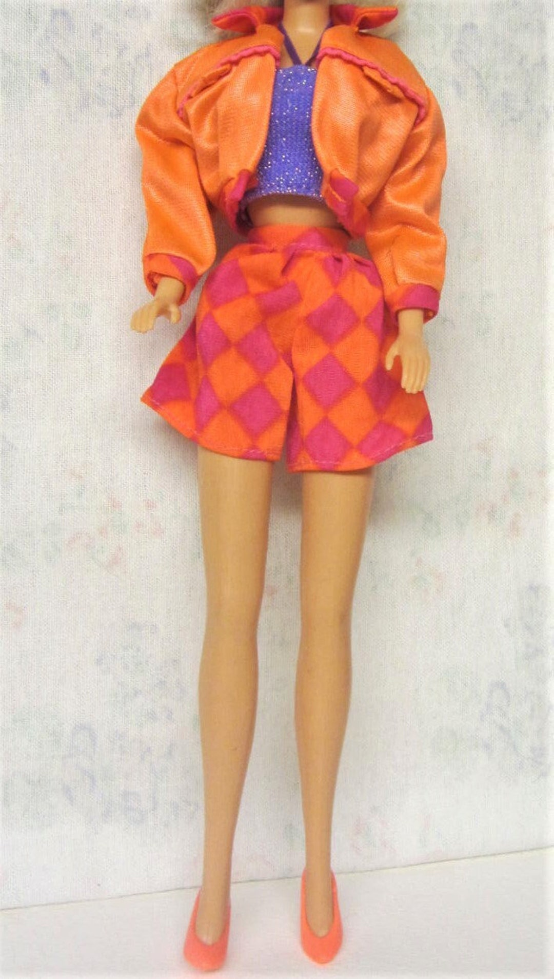 90s Barbie Shorts & Jacket Purple and Orange Barbie Jacket Set Shorts ...