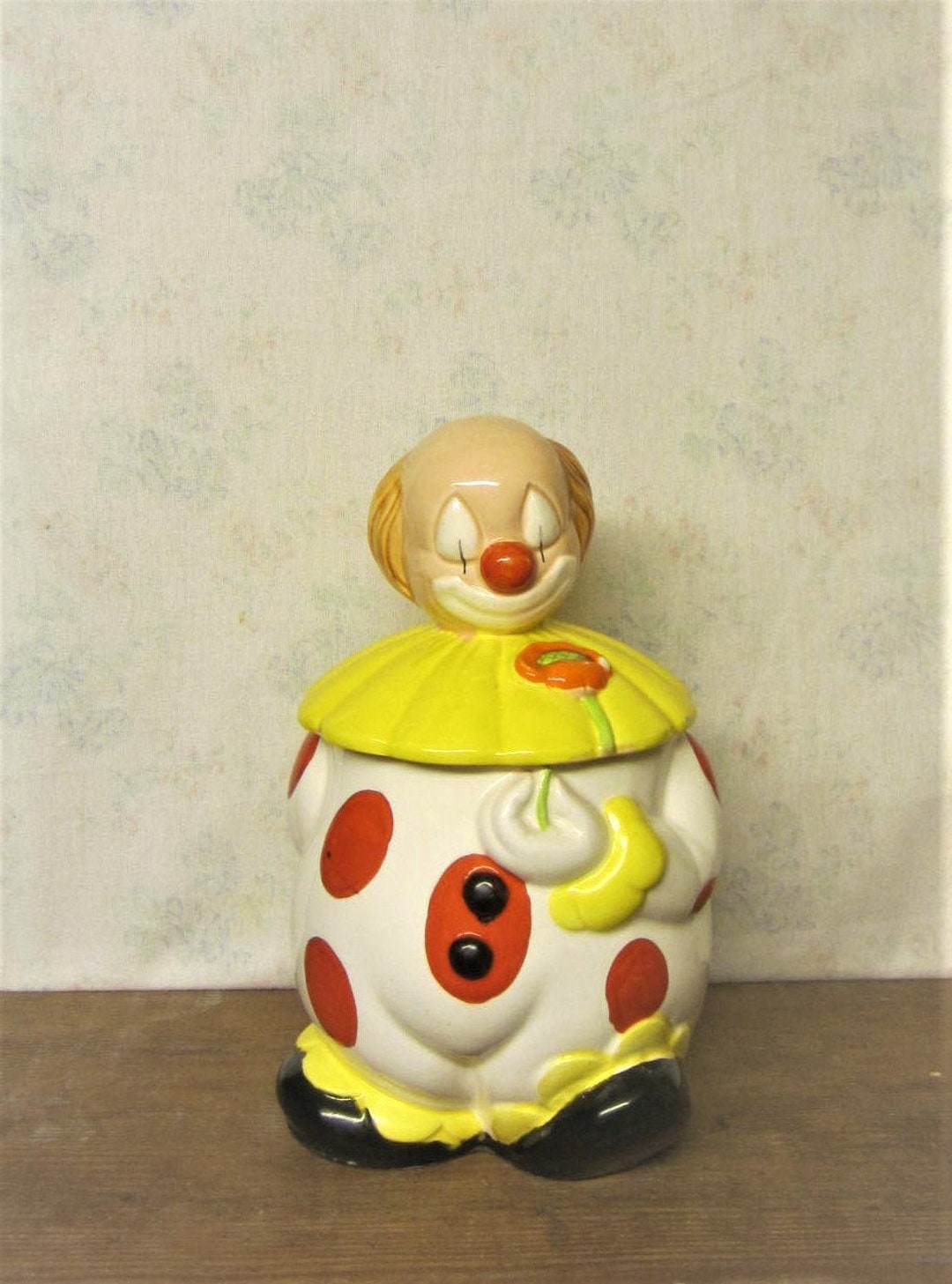 Japan Clown Cookie Jar 70s Genin Trudeau Cookie Jar Polka Dot Clown ...