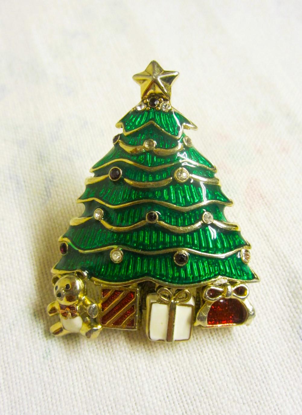 Monet Christmas Tree Brooch 90s Monet Enamel Xmas Tree Pin Holiday Tree ...
