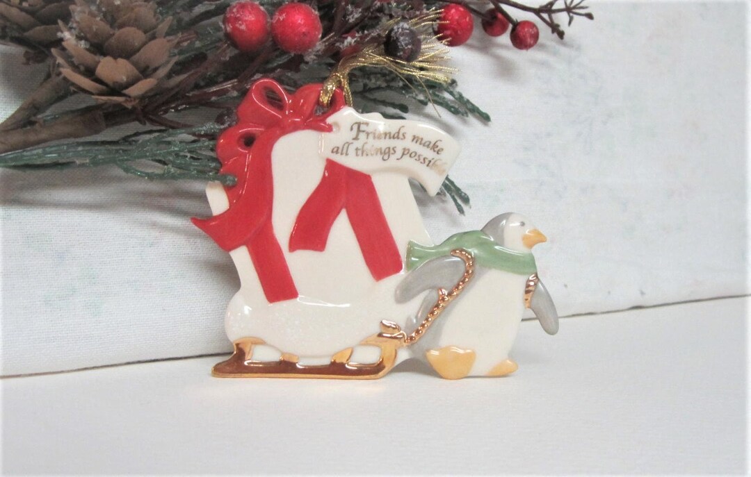 Lenox Penguin Ornament 90s Porcelain Penguin Ornament Lenox Friendship ...