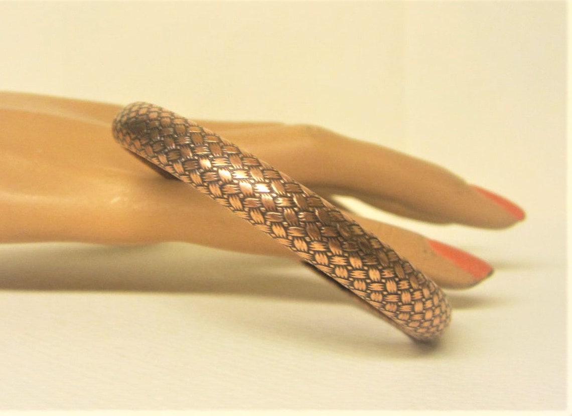 80s Copper Bangle Vintage Basketweave Copper Bangle Bracelet | Etsy
