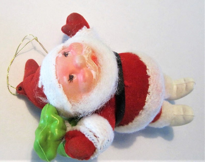 Flocked Santa Claus 60s Santa Tree Ornament Santa Decoration - Etsy