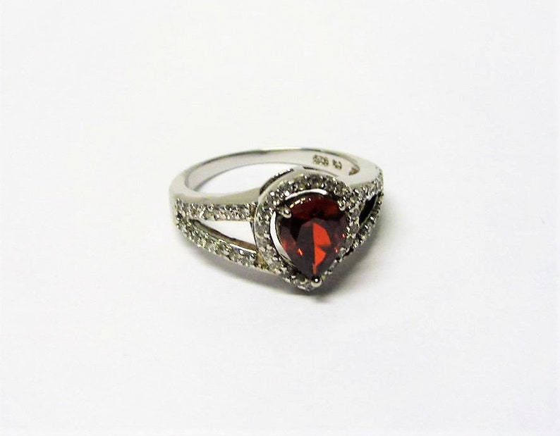 Sterling Red Rhinestone Ring 925 Garnet Rhinestone Ring - Etsy