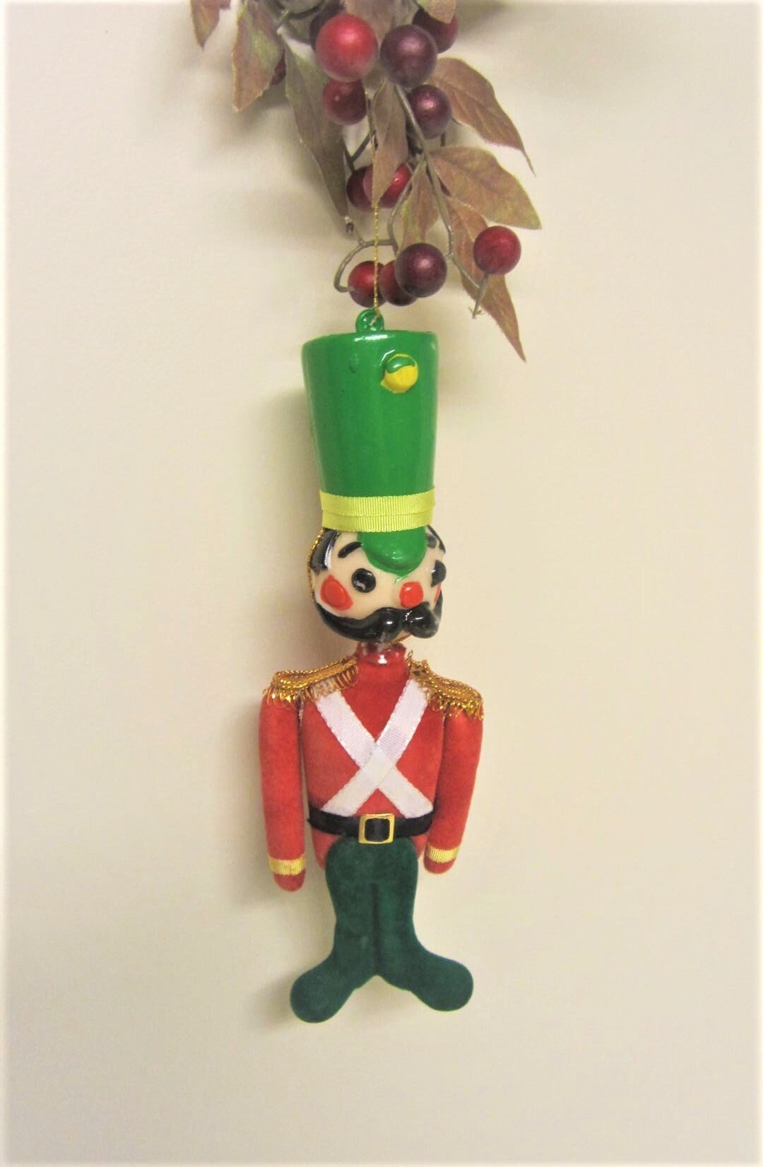 Flocked Toy Soldier 70s Christmas Soldier Ornament Xmas Nutcracker ...