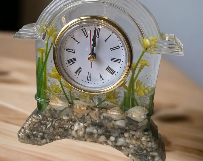 Daffodil Beach Stone Sand Tabletop Mantle Clock - Etsy