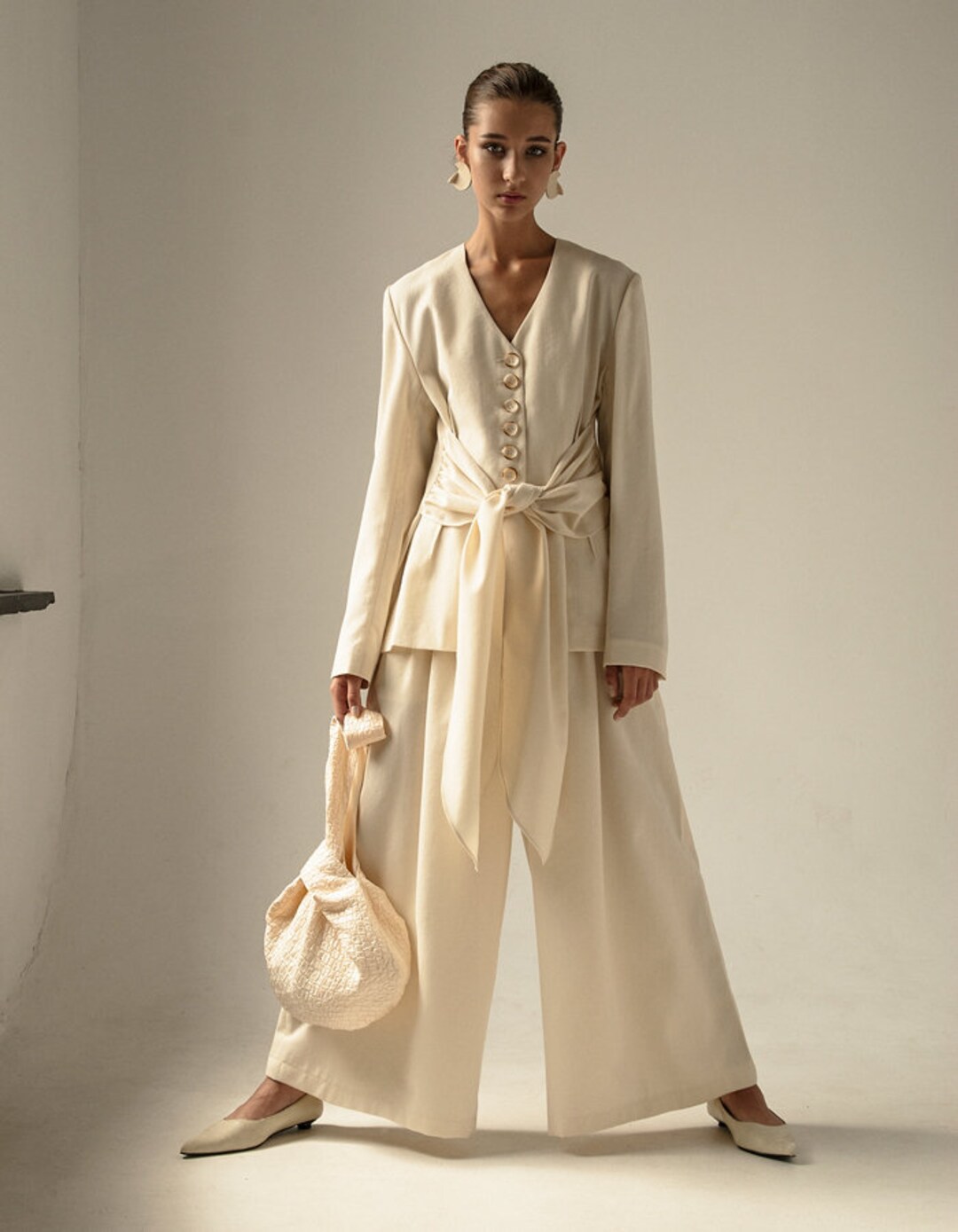 CREAM WOOL Knot SUIT - Etsy