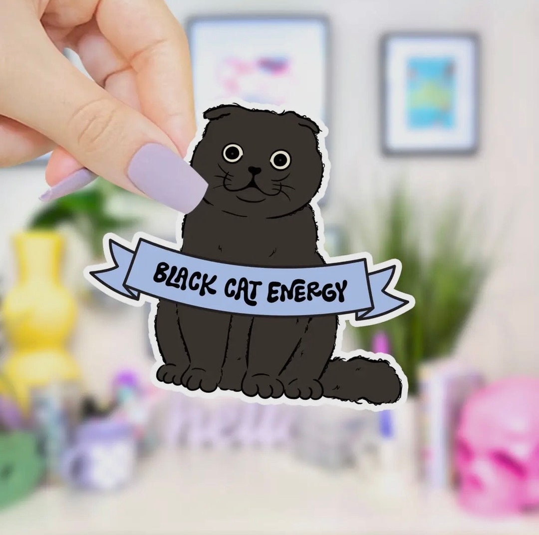 Black Cat Energy Sticker | Decal | Laptop Sticker | Sticker - Etsy