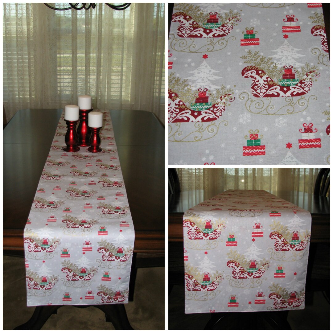 Holiday Table Runner, Christmas Table Runner, Gold Table Runner, Winter Table Runner, Christmas ...