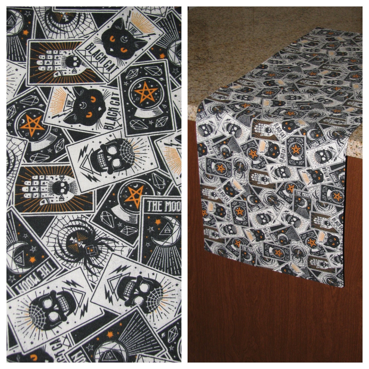 Halloween table runner Creepy Halloween decor Black and | Etsy