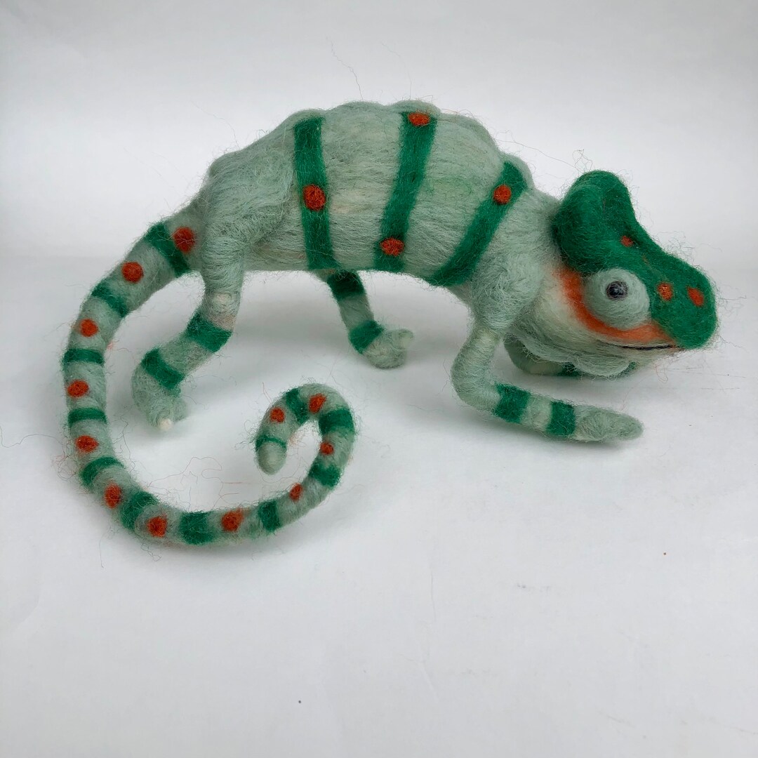 Chameleon, Needle Felt Lizard, Needle Felt Animal, Rain Forest - Etsy