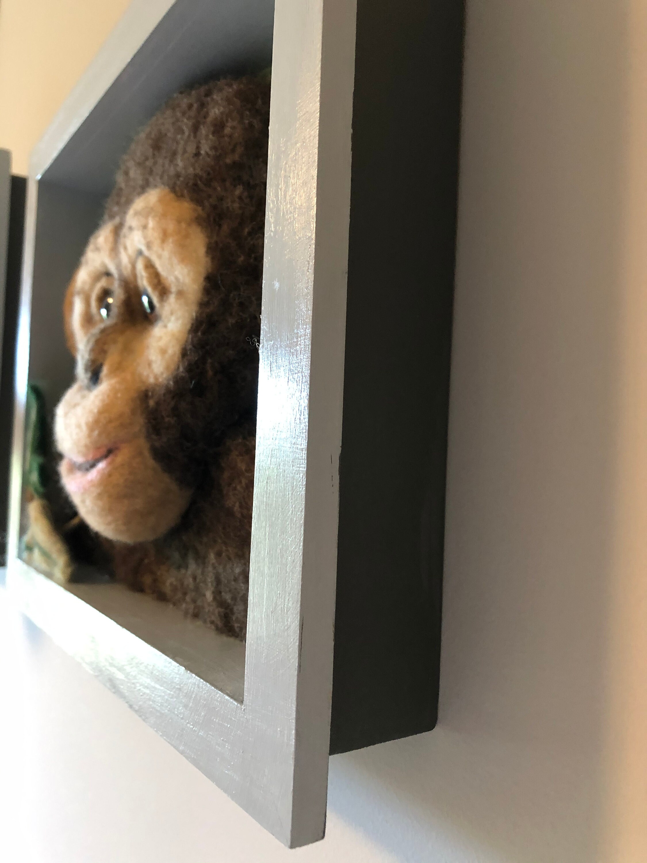 Monkey Nursery Decor Shadowbox Jungle Decor Wool Monkey - Etsy Nederland