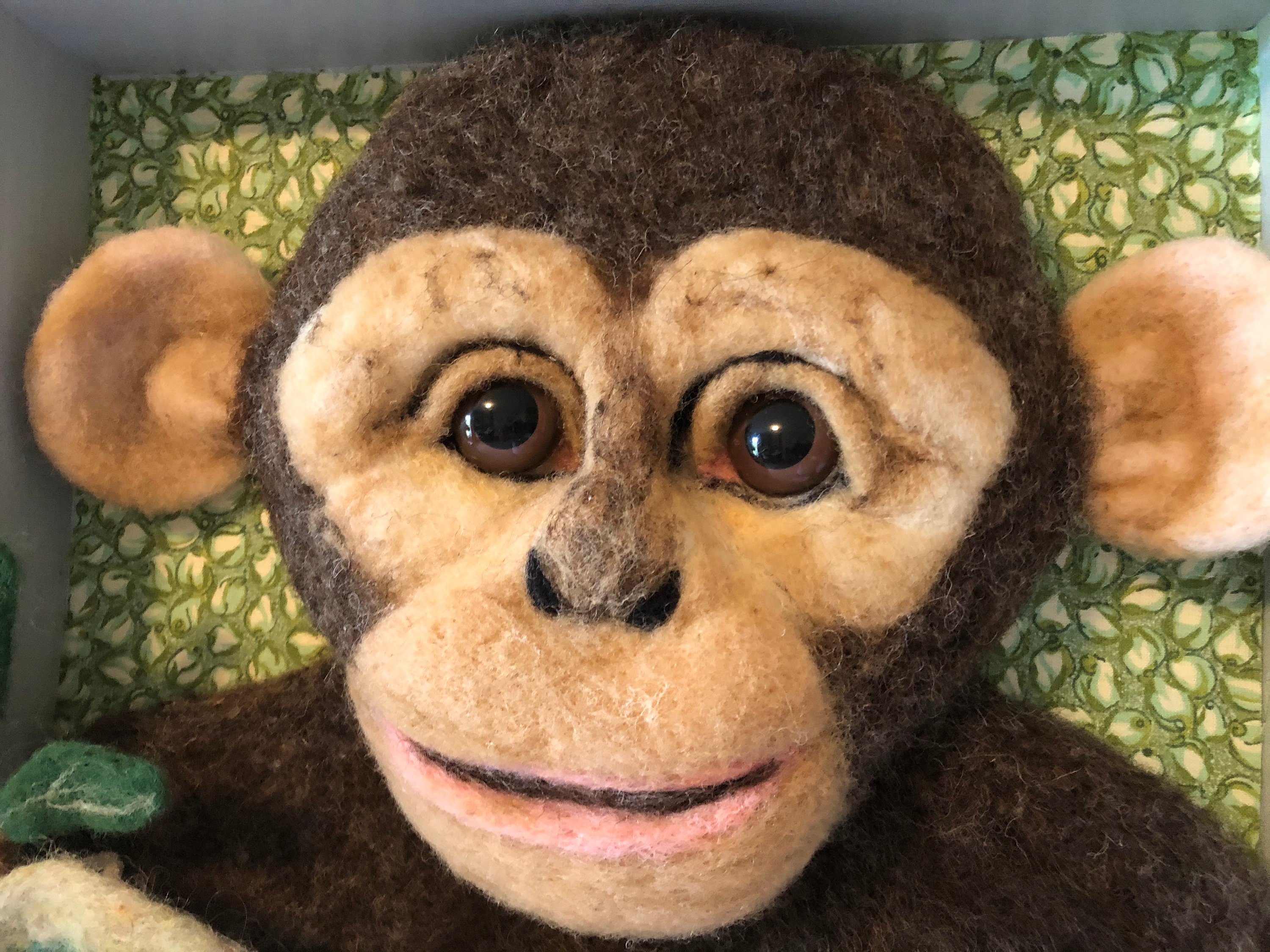 Monkey Nursery Decor Shadowbox Jungle Decor Wool Monkey - Etsy Nederland