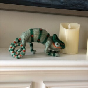 Chameleon, Needle Felt Lizard, Needle Felt Animal, Rain Forest - Etsy