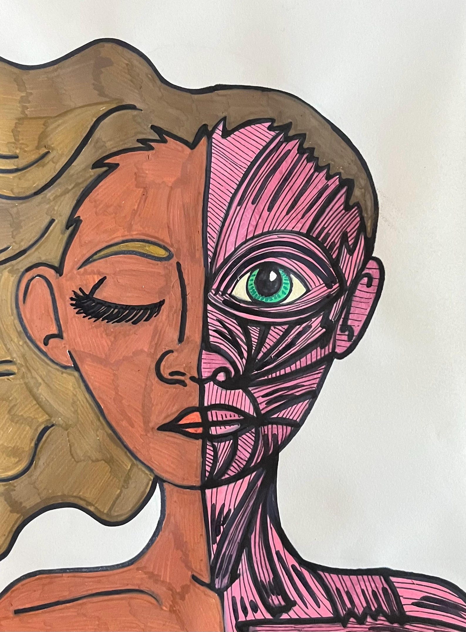 Half-anatomy Facial Drawing - Etsy