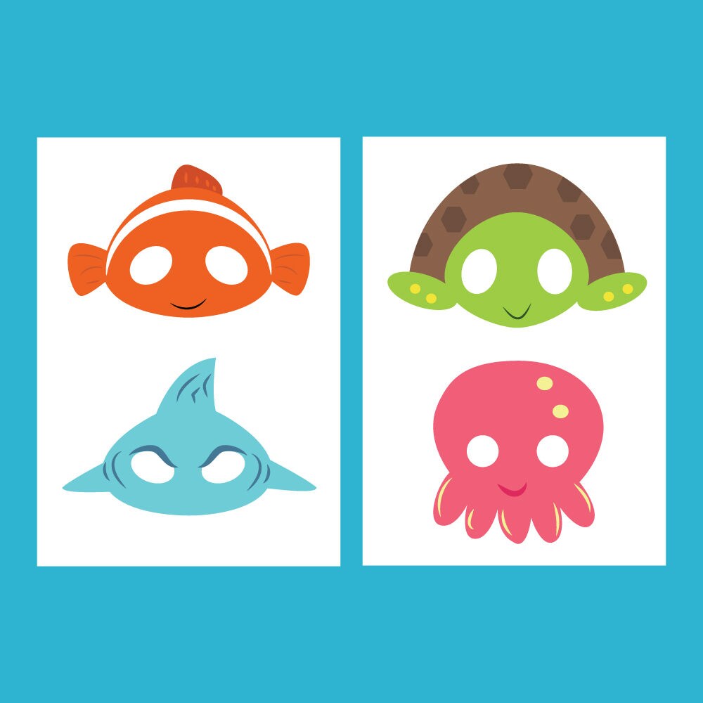 Fish Mask, Sea Theme, Kid Mask, Sea Mask, Animal Mask, Turle Mask ...