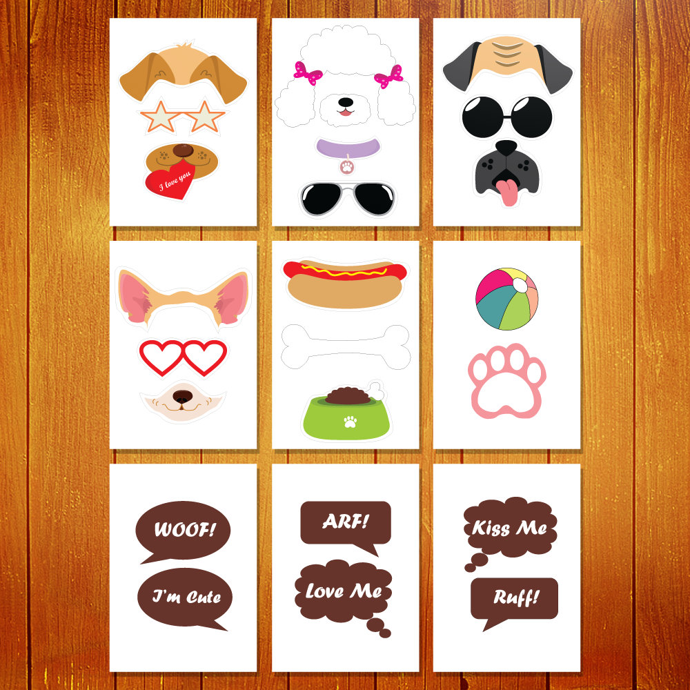 Dog Photo Booth Props, Dog Birthday Party, Dog Mask, Printable Dog, Dog ...
