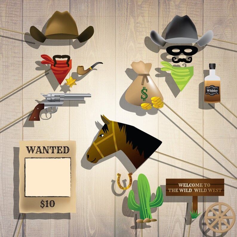 Western Photo Booth Props, Wild West Party, Wild West Prop, Cowboy ...