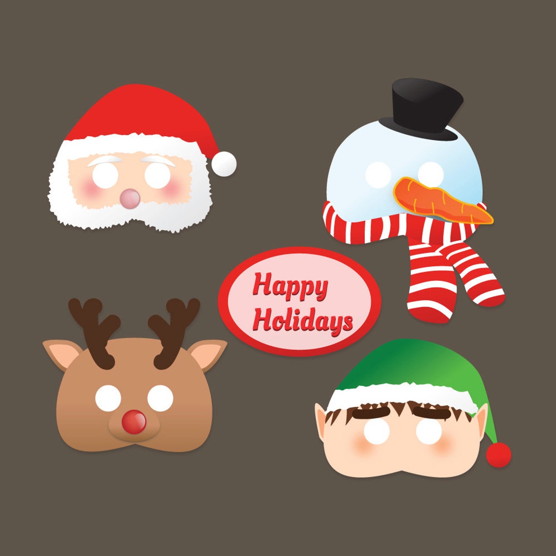 Christmas Photo Booth Props, Christmas Mask, Christmas Party Printables ...