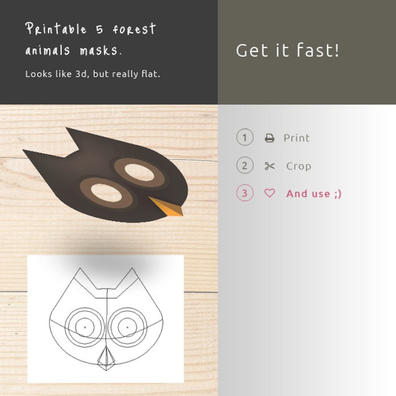 Woodland Masks, Woodland Birthday, Fox Mask, Owl Mask, Deer Mask ...