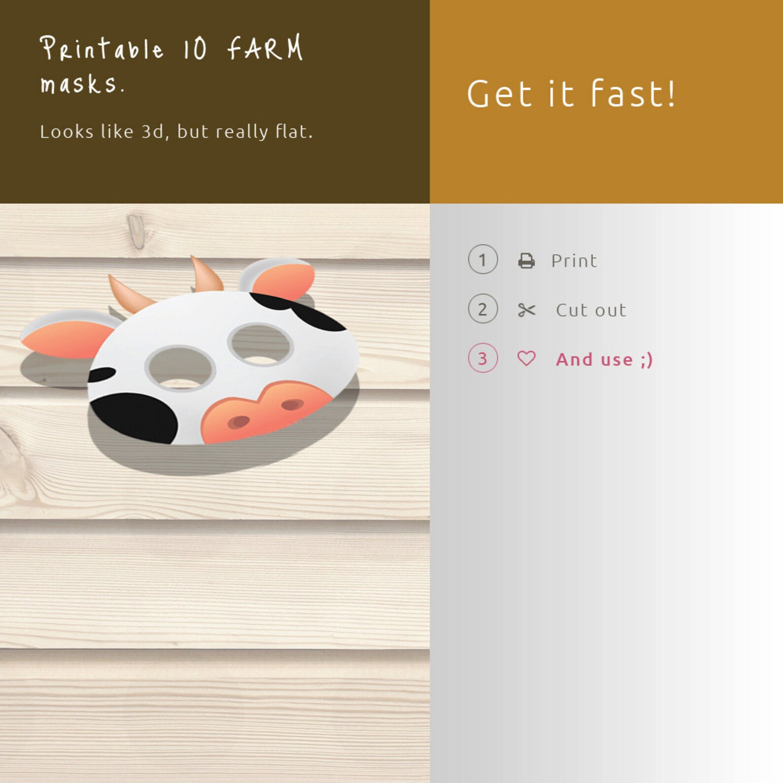 Farm Masks, Farm Animals Mask, Farm Party, Barnyard Animal Masks, Cow ...