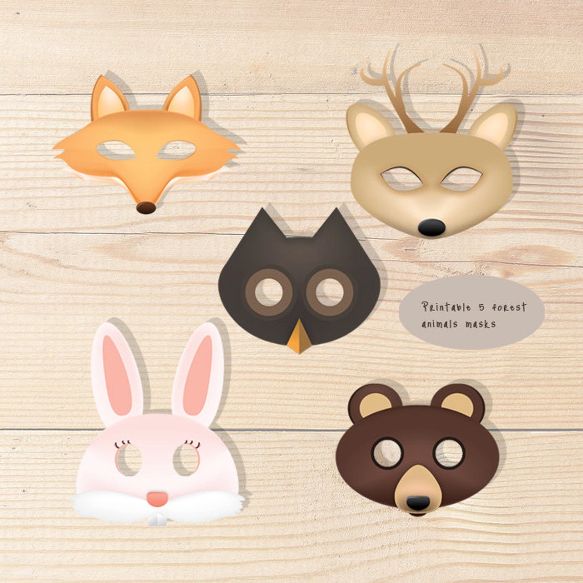 Woodland Masks, Woodland Birthday, Fox Mask, Owl Mask, Deer Mask ...