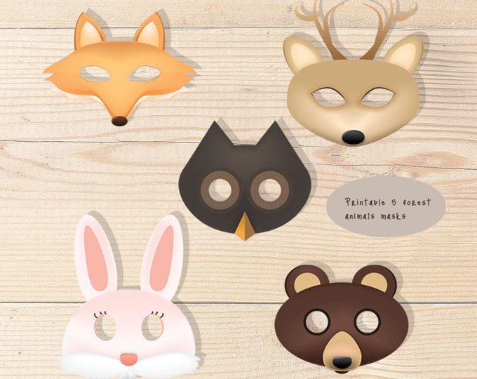 Woodland Forest Animals Printable Masks, Woodland Animal Mask, Bear ...