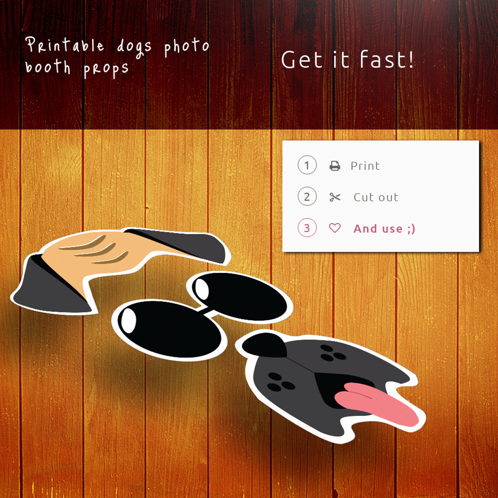 Dog Photo Booth Props, Dog Birthday Party, Dog Mask, Printable Dog, Dog ...