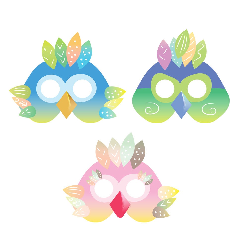 Bird Mask, Parrot Mask, Not Angry Bird Mask, Jungle Party, Printable ...