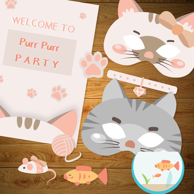 Printable Cat Mask, Cat Photo Booth Props, Cat Party Idea, Kitty Mask ...