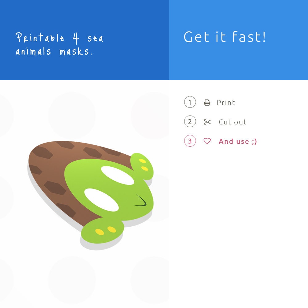 Fish Mask, Sea Theme, Kid Mask, Sea Mask, Animal Mask, Turle Mask ...